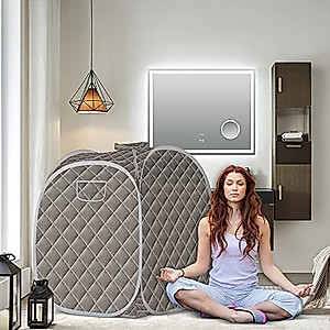 ZONEMEL Portable Steam Sauna for Home Full Body ​Sauna Spa, Relaxation, Personal Sauna with 3L 1000 Watt Steam Generator, 9 Temperature Levels, Remote Control-Dark Grey