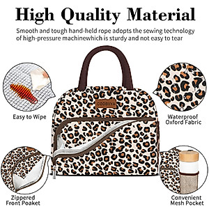 Lunch Bag Women, Insulated Lunch Box Tote Bag for Women Adult Men, Reusable Small Leakproof Cooler Cute Lunch Box Bags for Work Office Picnic School or Travel(Leopard)