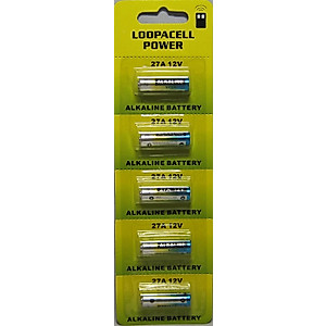 LOOPACELL 27A 12V Alkaline Battery (Pack of 5) - Long Lasting, Leakproof MN27 Battery for Garage Door Openers, Key Fobs, Heated Socks, Ceiling Fan Remote Control, Alarm Remote Control & More