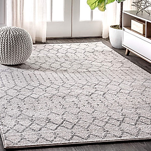 JONATHAN Y MOH101B-9 Moroccan HYPE Boho Vintage Diamond Indoor Area-Rug Bohemian Easy-Cleaning Bedroom Kitchen Living Room Non Shedding, 9 X 12, Cream/Gray