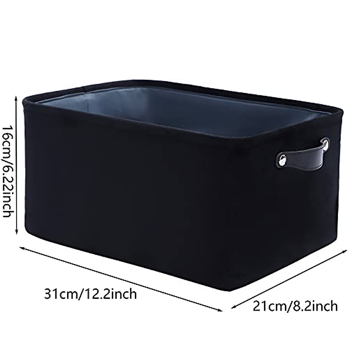 FENQDOOU Velvet Storage Bins, Storage Baskets with Sturdy Handles, Collapsible 6 Pack Storage Box Suitable for Home, Closet, Office, Nursery ,Shelf, Toys 12.2x8.2x6.2 inches(Black)