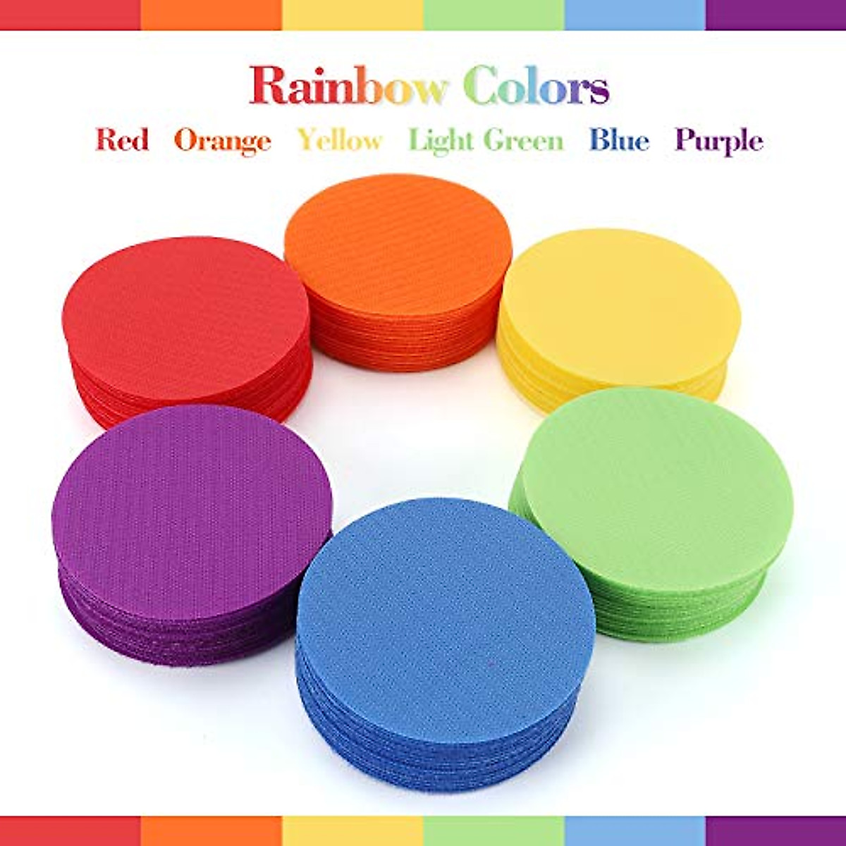 24 Pcs Carpet Standing Dot Spot Carpet Spots for Classroom, Carpet Dot Spot Markers with Hook and Loop Adhesion, Colorful Carpet Circles Floor Dots, Ideal for Kindergarten and School