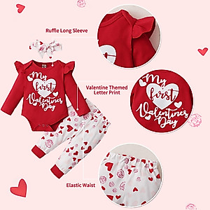 NZRVAWS Baby Girl Valentines Day Outfit Newborn Girl My First Valentine’s Day Outfits Infant Girl Valentines Clothes