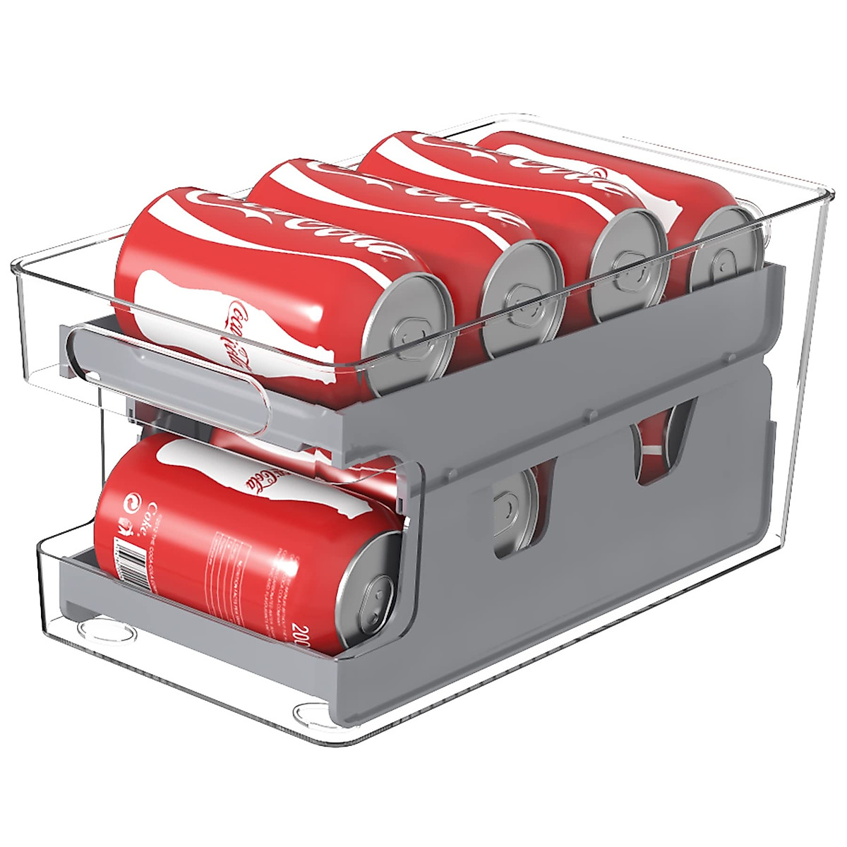 UDEAR Stackable Soda Can Dispenser Rolling Pop Cans Organizer for Refrigerator Fridge Storage for 8 Drink Cans,Grey