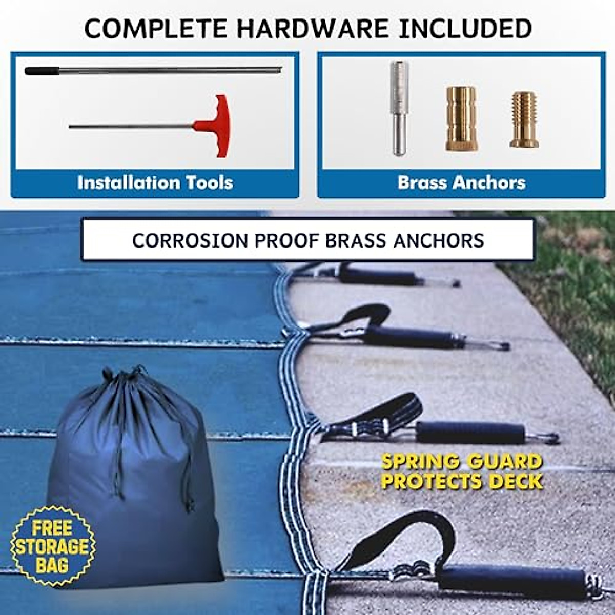 Freetime Fun Pool Safety Covers Commercial Grade 16x32ft Rectangle for Inground Pools Made in The USA - Triple Stitched Mesh Rectangular Winter Swimming Pool Cover, 4'x8' CES