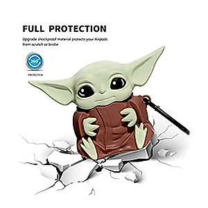 Generic2 Cute AirPod 1&2 Case, Silicone Cover with Keychain [Baby Yoda]