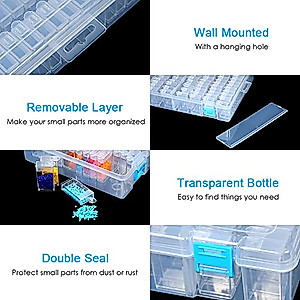 Clear Plastic Diamond Storage Box with Compartment 112 Pack Transparent Diamond Embroidery Painting Accessory Tool Drill Jewelry Beads Container Holder with Label
