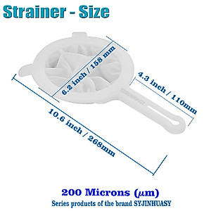 SYJINHUASY Kitchen Ultra-Fine Nylon Mesh Strainer Food Yogurt Mesh Sieve Plastic Mesh Colander with ​Handle Mini Brine Shrimp Separation Net for Filtering Juice Juice Milk Honey (200Mesh)