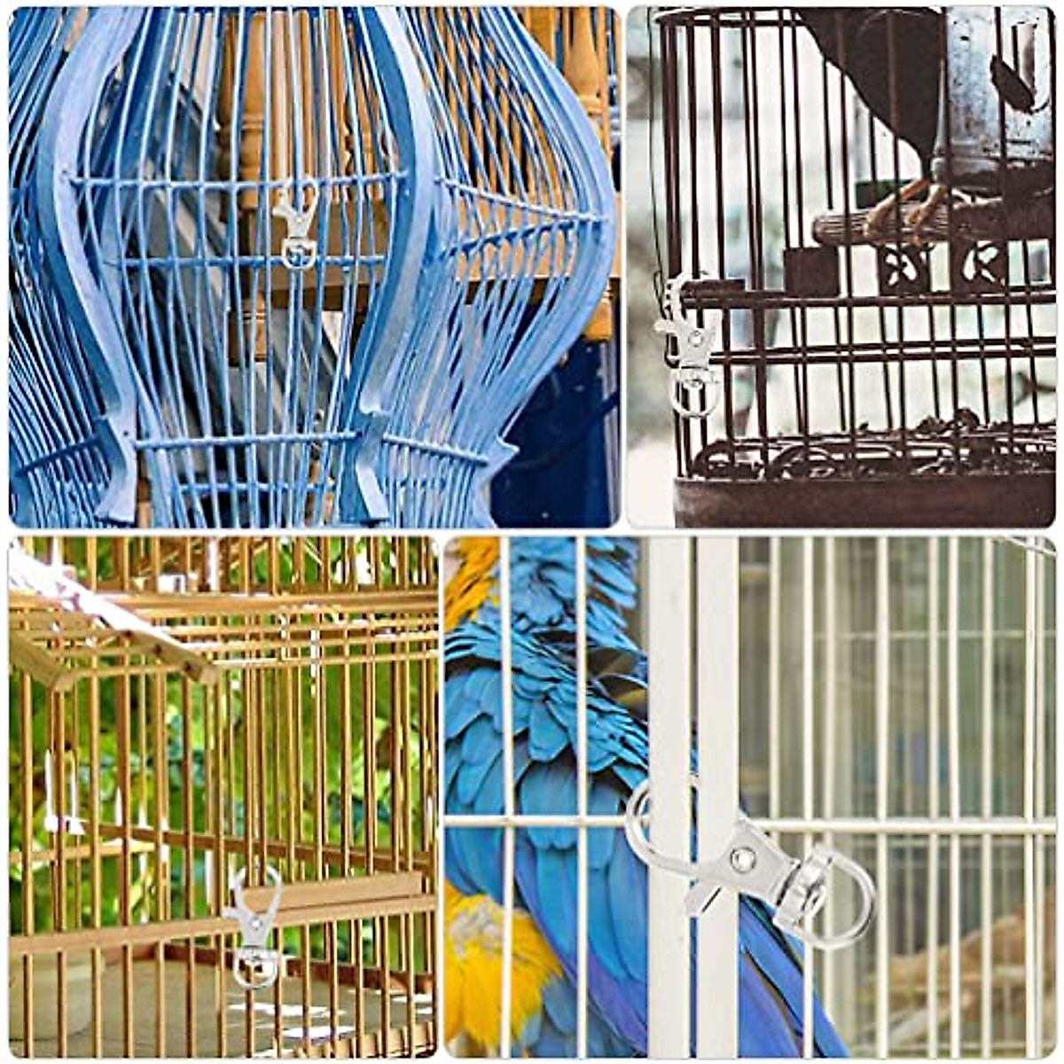 Ipetboom Puppy Cage Birds Cage Metal Hook Clip 40Pcs Trigger Snap Hooks Anti- Escape Pet Bird Cage Door Buckle Lock Claw Trigger Open Birds Cage Accessories Multitool Key