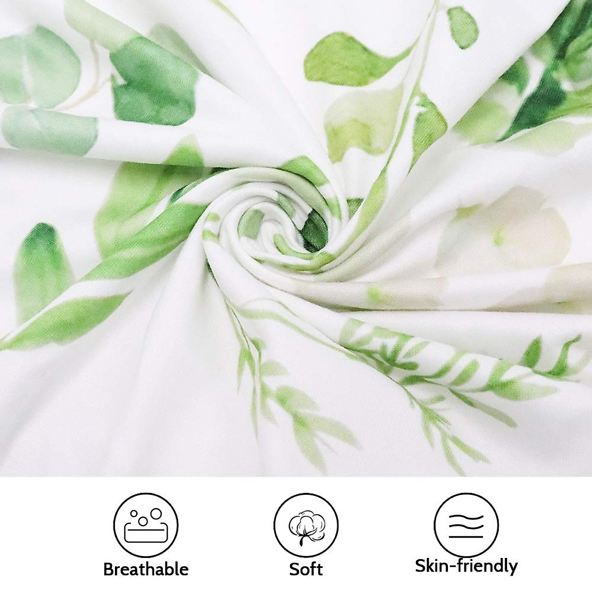 Green Leaves Crib Sheet and Changing Pad Covers,Bassinet Sheet