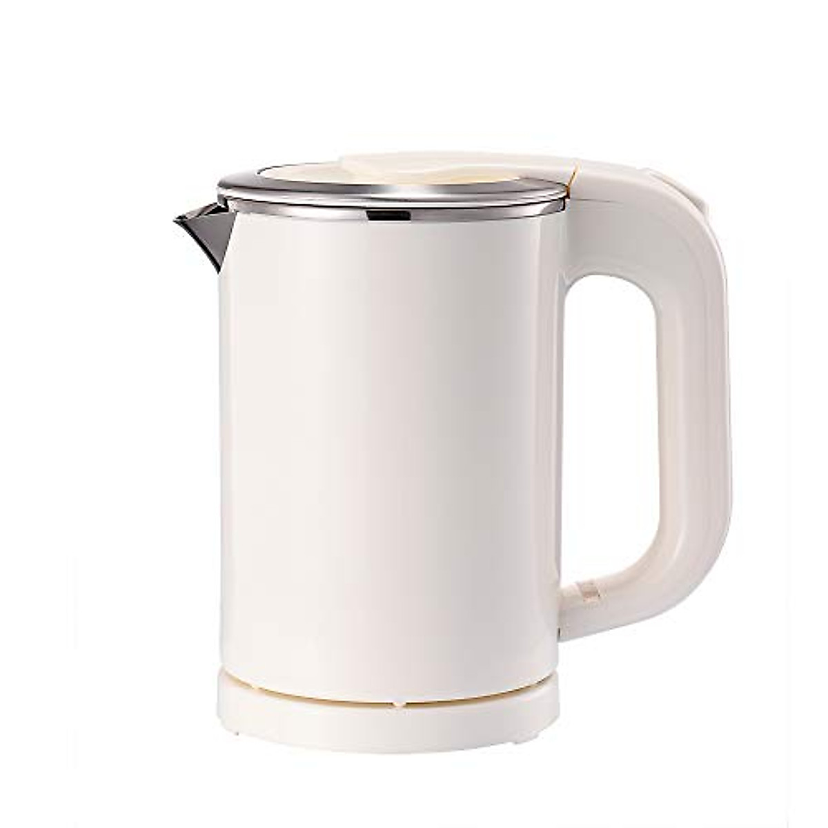 BonNoces Portable Electric Kettle - 0.5L Small Stainless Steel Travel Kettle - Quiet Fast Boil & Cool Touch - Perfect for Traveling Boiling Water, Coffee, Tea (White)