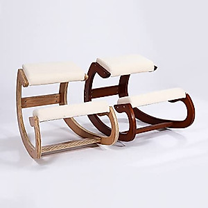 Ergonomic Kneeling Chair Birch Computer Stool Relax Your Knees with Sponge Cushion, Easy to Assemble Improve Sitting Posture for Home Office (Wood)