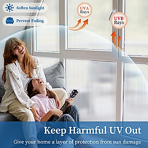 FEOMOS Frosted Reeded Glass Film, Window Privacy Film, Decorative Window Decals, 3D Glass Stickers for Window Door Cabinet Non Adhesive 35.4 x 78.7 inches