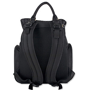 Modern Quilted Diaper Bag Backpack and Multipurpose Travel Drawstring Baby Bag – 3 Piece Set (Black)