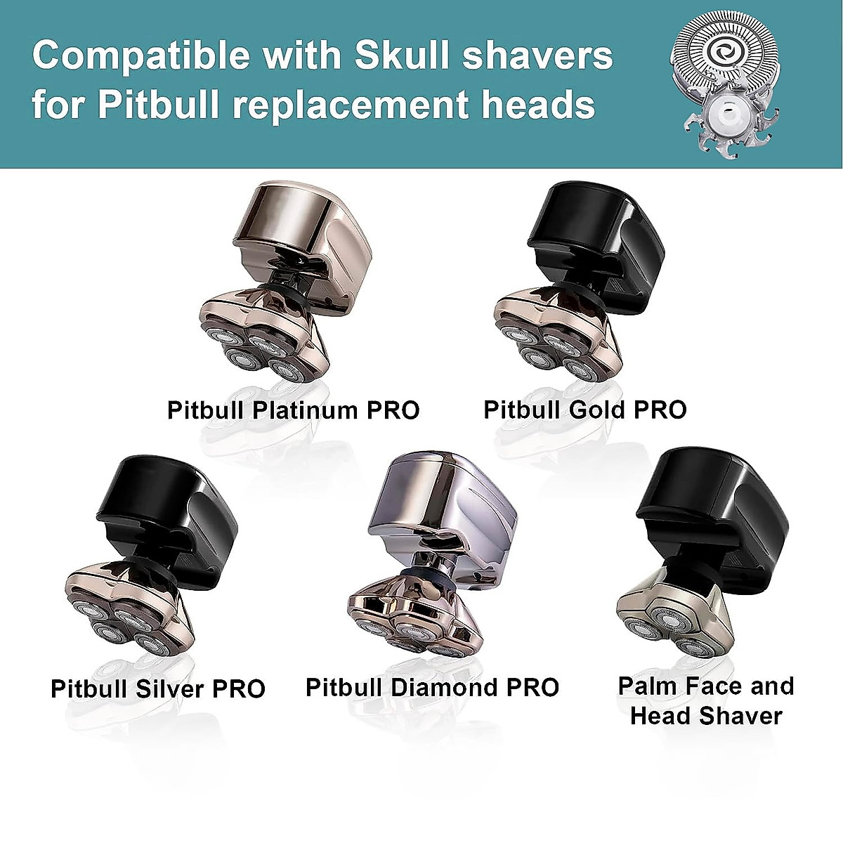 Shaver Replacement Blades for Skull Shaver Pitbull Gold PRO Shaver Replacement Blade,Shaver Replacement Heads for Pitbull Platinum Pro Shaver (2Set(8blades)