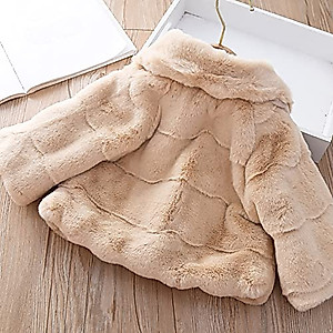 vastwit Infant Baby Girls Faux Fur Coat Warm Tops Princess Lovely Long Sleeve Cloak Jacket Winter Outfit Khaki Cute 2-3 Years