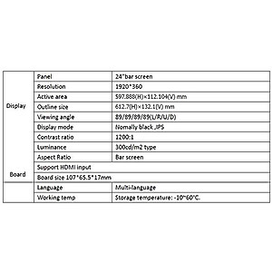 DHL/UPS for 24 inch 1920 * 360 Ultra Wide Stretched Bar LCD Advertising Display ， Ultra Stretched bar LCD Display Kits Outline Size 612.7(W)×132.1(H) mm