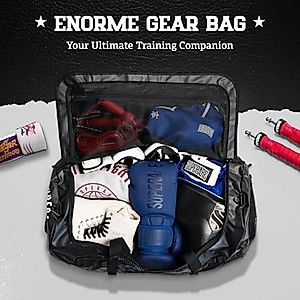 Superare Enorme Gear Bag – Versatile Gym Bag, Backpack Duffle Bag Combo, Ideal Boxing Duffle Bag or Duffle Bag for Men with Ventilation and Moisture-Resistant Fabric - Black