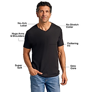 True Classic V Neck Mens T Shirt, Premium Fitted Soft Men's T-Shirts, Black, XXL