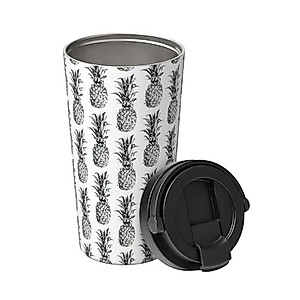 WANGXUEE Tropical Theme Pineapple Fruit Pattern Print 500ml Stainless Steel Travel Tumbler Double Wall Vacuum Insulated Coffee Mug