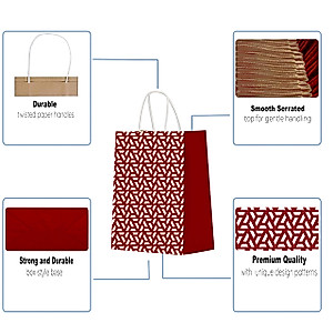 Racrico Paper Gift Bags,12 Pack of Paper Gift Bags with Handles in Solids and Geometric Patterns Unique Design,12.5X5X10 INCH Paper Gift Bags Bulk with Stickers For Birthdays,Party Favor,Reusable & Durable