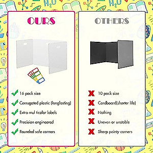 16 Pcs Plastic Privacy Boards for Student 14 x 17.5 x 14 Inch Desks Boards Folders Shields Test Desk Dividers Durable and Waterproof Classroom Privacy Boards for School Study Teacher Supplies
