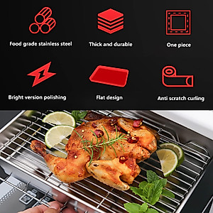 Roasting Pan, Stainless Steel Rectangular Baking Pan and Rack for Cooking Baking(23.5 * 17.5 * 5CM)