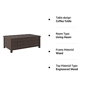 Signature Design by Ashley Camiburg Farmhouse Lift Top Coffee Table with Storage, Dark Brown
