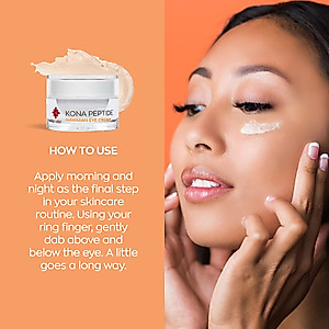 Hanalei Kona Peptide Eye Cream | Minimizes Wrinkles, Puffiness | Hawaiian Botanicals, Caffeine, Peptides | Hydrating Revitalizing Formula | USA Made | Cruelty-Free, Vegan (0.5 oz)