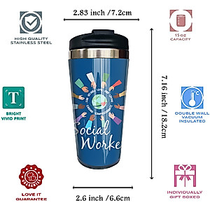 Coolertaste Social Worker Gifts for Women Men, Social Worker Gifts for Office Decor 15oz Tumbler Mug, Appreciation Gifts for Social Works Practitioner, Birthday Graduation Gift Ideas for BSW MSW DSW