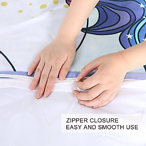 BlessLiving Unicorn Kids Bedding Duvet Cover Set Cute Magical Unicorn with Rainbow 3 Piece Super Soft Teen Girl Purple Yellow Bedspreads (Twin)