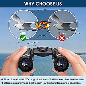 200x25 Compact Binoculars for Adults and Kids, High Powered Mini Pocket Binoculars, Waterproof Small Binoculars for Bird Watching, Hunting, Traveling, Sightseeing, Concert, Theater, Opera