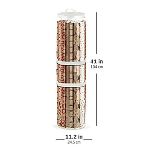 Christmas Wrapping Paper Storage Bag, Fits 14 to 20 Standard Rolls Up to 40"- Slim Design Under bed Wrapping Paper Storage Container or Closet Storage Gift Wrap Organizer (White)