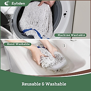 Eyliden 3 Pack Mop Heads Replacement, Universal Commercial Mops for Floor Cleaning, Looped-End Cotton Mop Head Refills for Multi-Surface, Home Industrial Wood Tile
