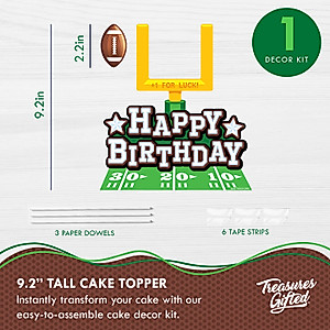 Treasures Gifted Happy Birthday Football Cake Topper - Football Party Decorations - Football Party Supplies - Football Birthday Party Decorations - Football Cake Decorations