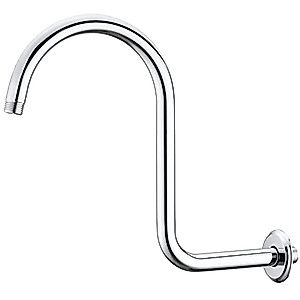 Anpean 13 Inch High Rise S Shape Shower Arm and Flange, Shower Head Extension Arm, Polished Chrome