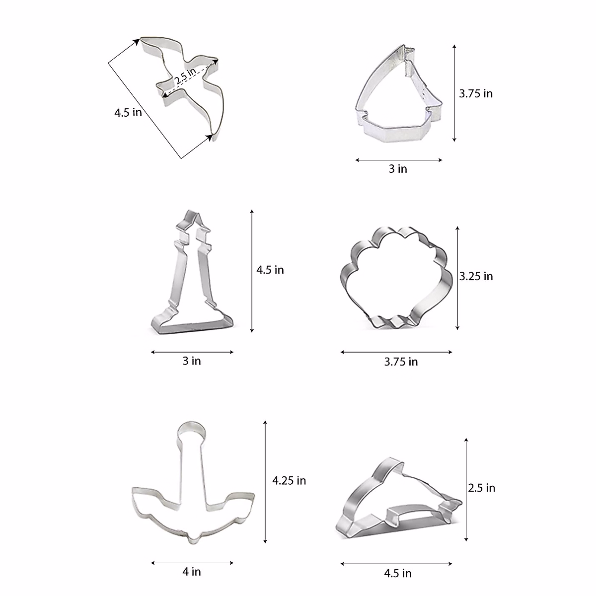 Lighthouse Harbor Tin Cookie Cutter 6 Pc Set - Foose Cookie Cutters – Cookie Mold - Made in USA