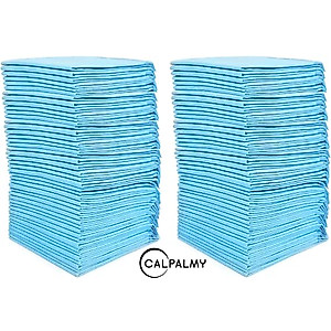 CALPALMY (100 Pads) Ultra Absorbency Pet Toilet Training Pads 18" x 13" Moisture Locking Technology Turns Liquid into Gel - Perfect for Rabbits and Guinea Pigs