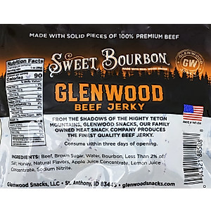 Glenwood Snacks Beef Jerky Sweet Bourbon 9 Ounce Resealable Bag - Moist & Tender Beef Jerky, Gluten-Free Jerky, Made in the USA