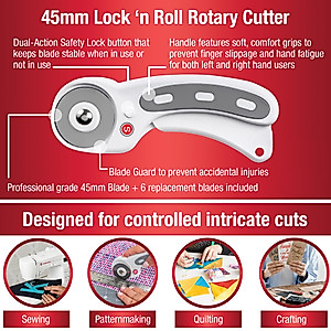 SINGER Quilting Tool Kit with 24-Count Fabric Clips, 24-Inch Folding Ruler, and 45mm Rotary Cutter - Quilting Supplies for Patternmaking, Sewing, Fabric Work
