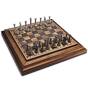AMEROUS 14 inches Wooden Chess Set with Metal Chess Pieces / 2.5'' King/Storage for Chessmen/Gift Package/Instructions/Classic Board Game