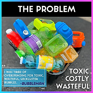 Makes 30 Gallons of Bubbles. Turnes ordinary dish soap into bubbles when water is added.