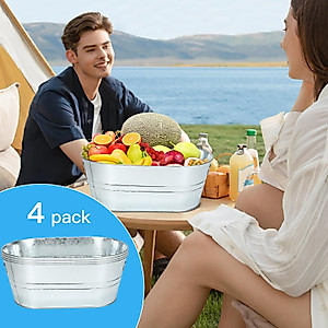 4PCS 4 Gallon Galvanized Tub, Beverage Tub, Ice Buckets for Parties With Carry Handles, Drink Buckets for Parties, Beverage Tubs for Parties, Mimosa Bar Supplies
