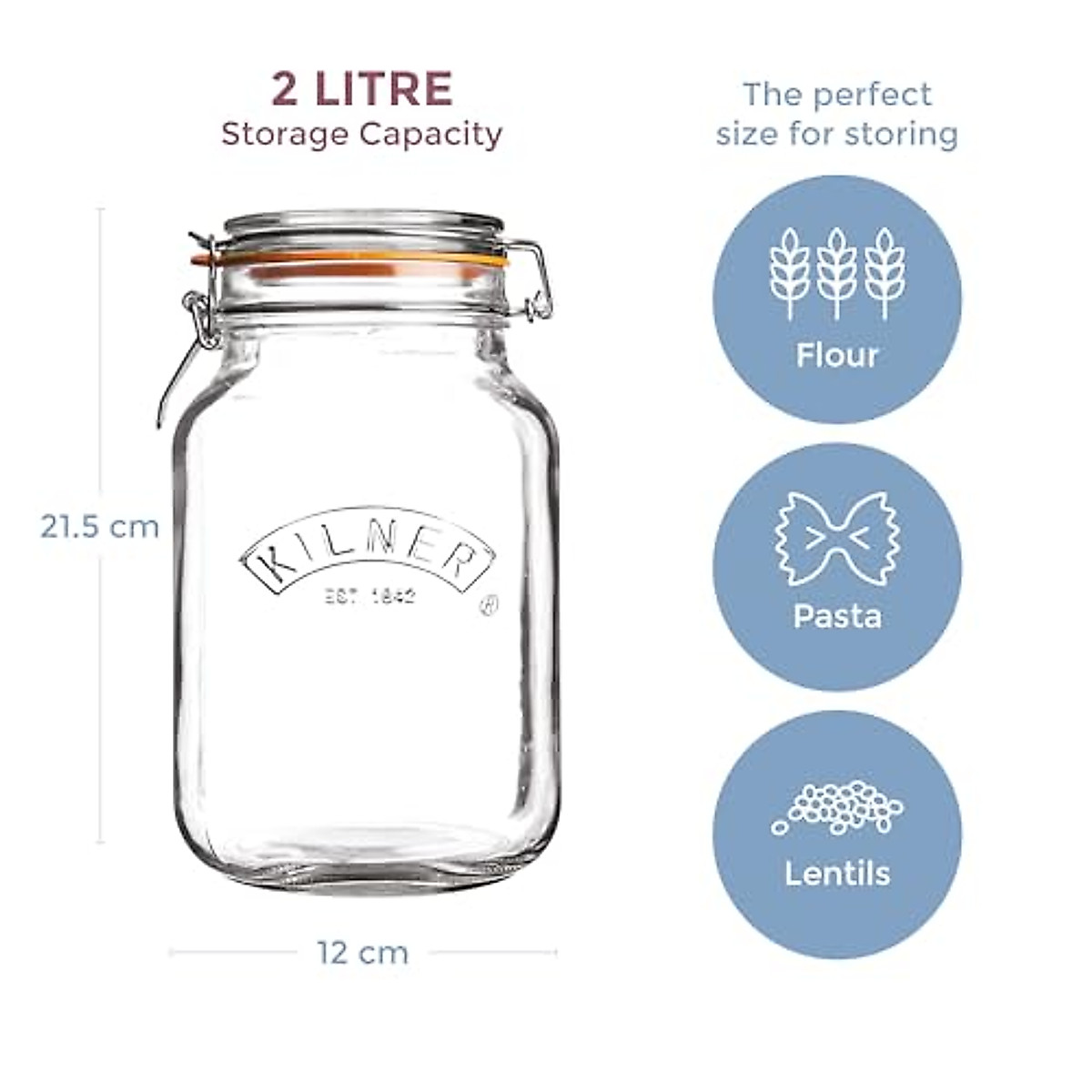Kilner Square Swing Top Glass Jar | 2L