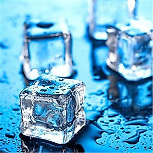 DomeStar Clear Fake Ice Cubes, 20 PCS 0.8" Plastic Ice Cubes Acrylic Clear Ice Rock Diamond Crystals Square Fake Ice Cubes Display for Home Decoration Wedding Centerpiece Vase Fillers