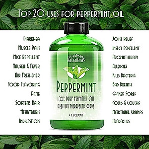 Naturalitana Peppermint Essential Oil - Therapeutic Grade for Aromatherapy, Diffuser, Hair, Stress, Relaxation, Dropper - 4 fl oz - Mint Scented Oil - Mint Oil