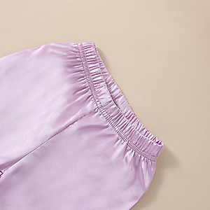 One opening Boy Girl Baby Pajamas Satin Toddler Pajamas Button Down Sleep Suit Kids Pajamas Set Boys Pajamas Girls Pjs (A-Purple, 6-12 Months)