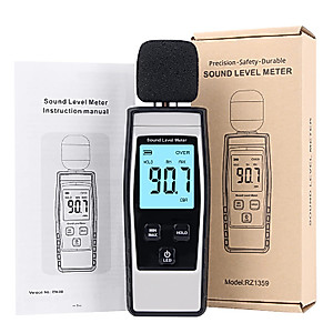 XinJiaYi Decibel Meter, Portable SPL Meter (Sound Pressure Level Meter), Digital Noise Meter, Range 30-130 dB(A) db Meter, Noise Volume Sound Monitoring Tester (Battery Included) Gray