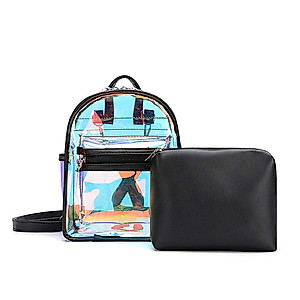 GALPADA Holographic Backpack Transparent Backpack Clear Shoulder Bag Clear Bookbag Storage Bag