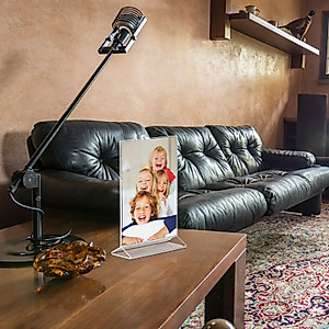 MaxGear Acrylic Sign Holder-Table Card Display-4 X 6 inches Clear Sign Display Holder-Plastic Table Menu Stand -Double Sided Ad Picture Frame for Office, Home, Store, Restaurant, 6 Pack